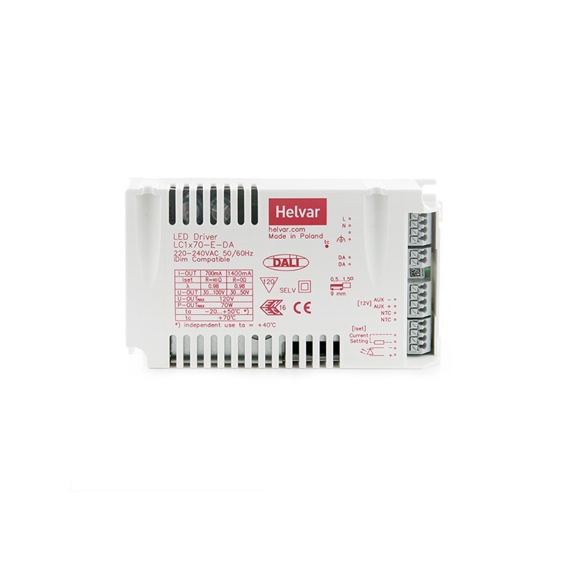 Driver de LED Regulável Helvar Dali 70W 700-1400mA - DCE-LC1x70-E-DA ...